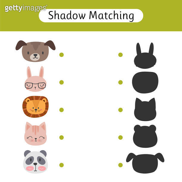 Shadow matching game for kids. Worksheet with animals. Find the correct ...