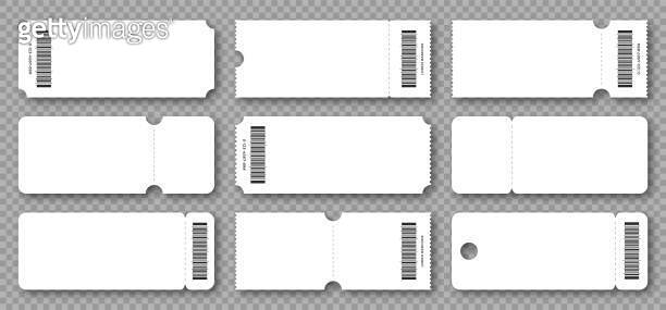 Set of blank tickets, coupons and vouchers with ruffle edges. Ticket ...