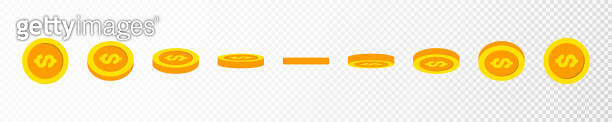Gold coin animation effect. Rotating gold coin and dollar sign for ...