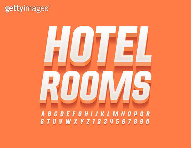 Vector trendy logo Hotel Rooms. Stylish Alphabet Letters and Numbers ...