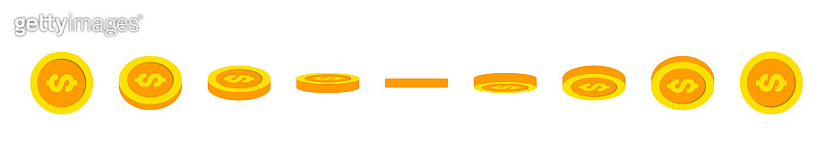 Gold coin animation effect. Rotating gold coin and dollar sign for ...