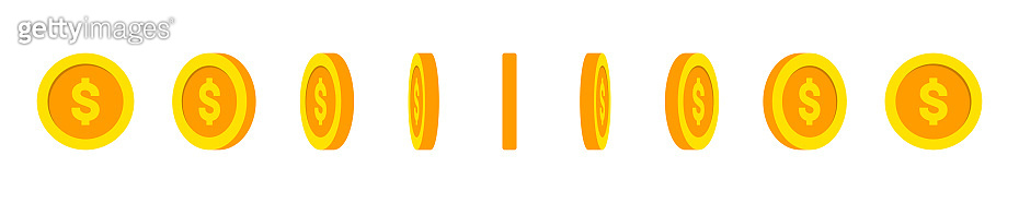 Gold coin animation effect. Rotating gold coin and dollar sign for ...