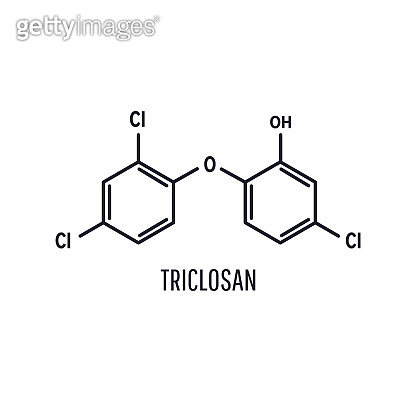 Triclosan structural chemical formula on white background 이미지 ...