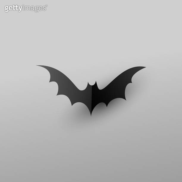Halloween hand drawing black bat with shadow isolated on white ...