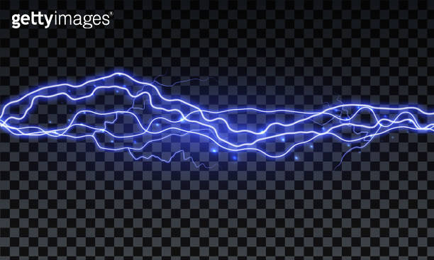 Realistic lightning. Thunder spark light on transparent background ...