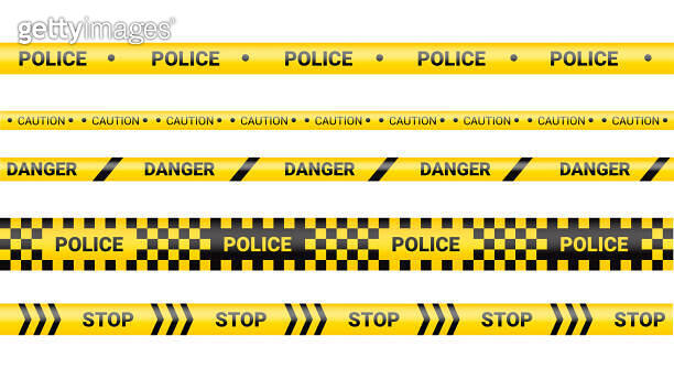 Police tape, crime danger line. Caution police lines isolated. Warning ...