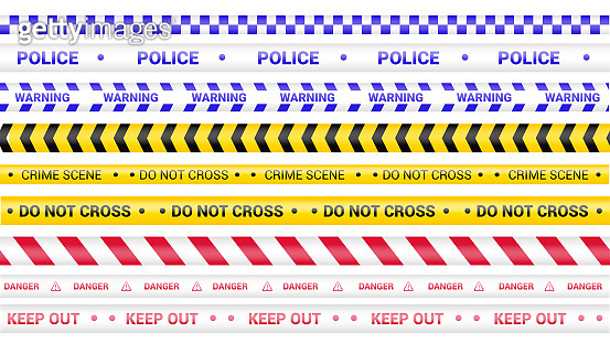 Police tape, crime danger line. Caution police lines isolated. Warning ...