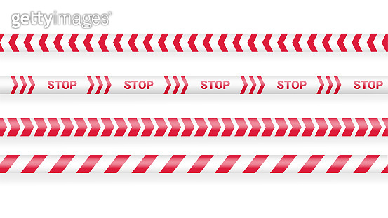 Red police tape, crime danger line. Caution police lines isolated ...