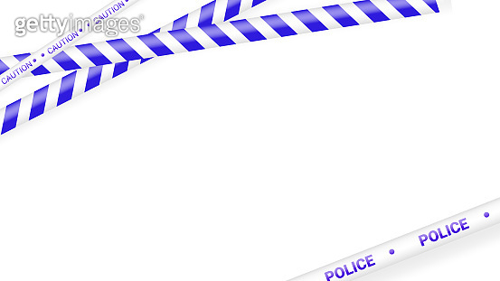 Blue police tape, crime danger line. Caution police lines isolated ...