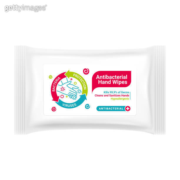 Label design for packaging of antibacterial hand wipes, sticker design ...