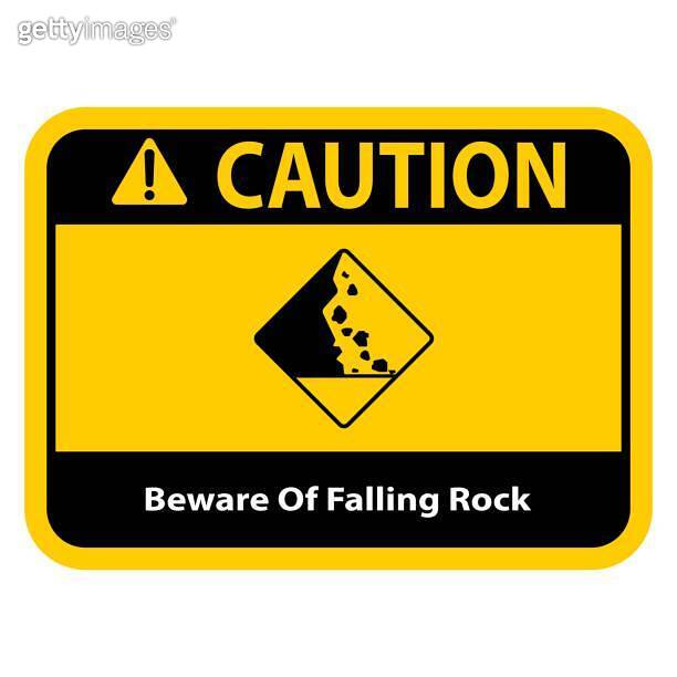 Beware Of Falling Rock Vector Sign 이미지 (1225918158) - 게티이미지뱅크