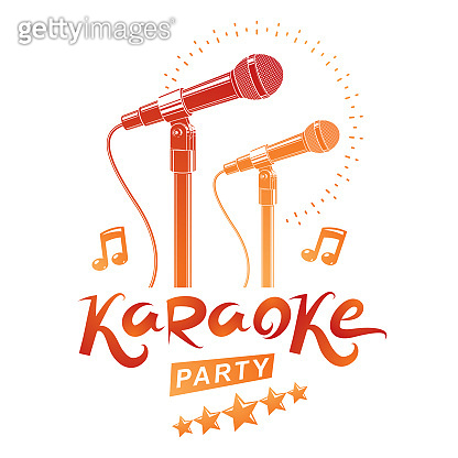 Karaoke party promotion poster design composed using musical notes and ...
