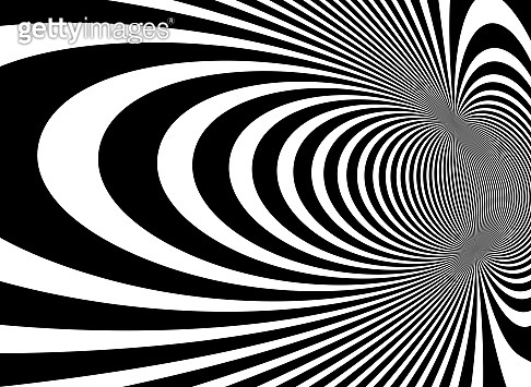 Op art distorted perspective black and white lines in 3D motion ...