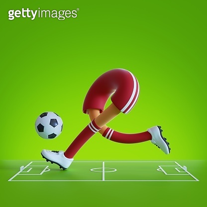 3d render, funny cartoon character legs with ball isolated on green ...