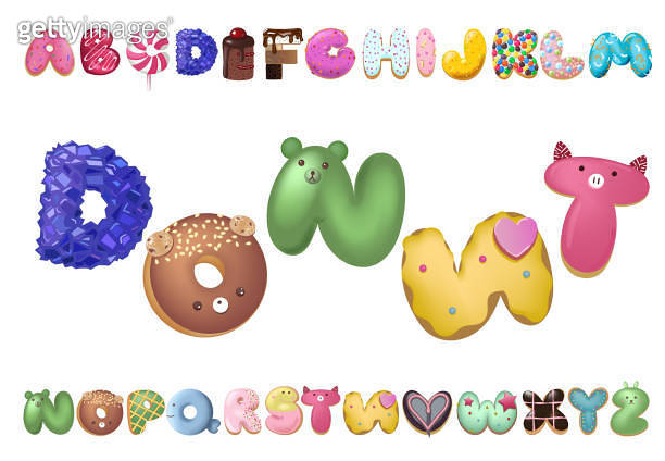 Sweet cookie font. Vector letters baking in colored glaze set ...