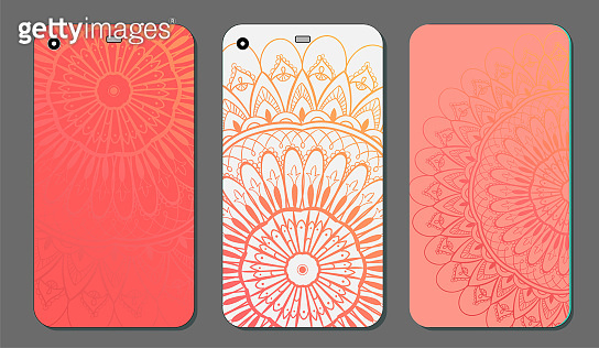 Phone case mandala design set. Vintage decorative elements. Hand drawn ...