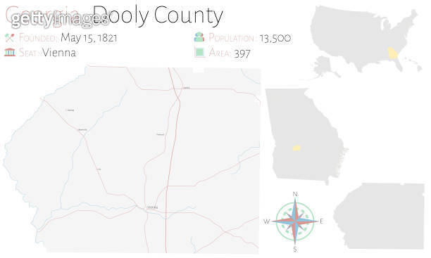 Map of Dooly County in Georgia (1285458715) 일러스트, 무료 일러스트 - 게티이미지뱅크