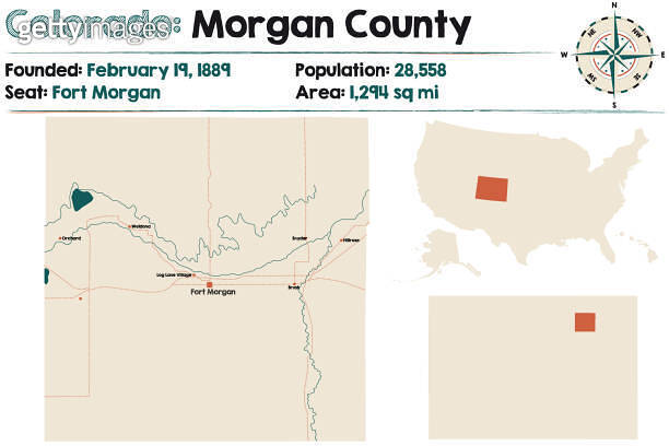 Map of Morgan County in Colorado 이미지 (1198231150) - 게티이미지뱅크