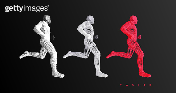 Running man or marathon runner. 3D human body model. Design for sport ...