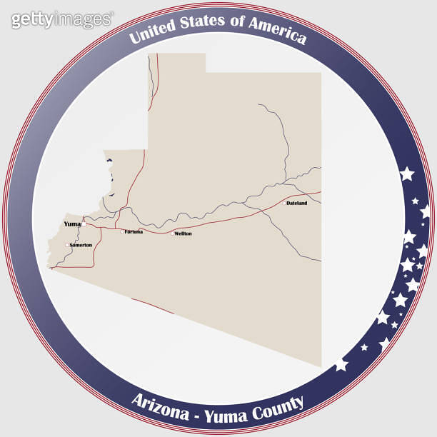 Map of Yuma County in Arizona (1257218248) 일러스트, 무료 일러스트 - 게티이미지뱅크