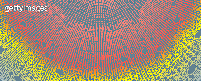 3d abstract half-round. Array with dynamic particles. Cover design ...