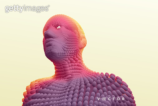 3d abstract human torso. Vector illustration composed of particles. 이미지 ...