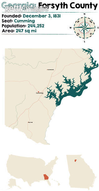 Map of Forsyth County in Georgia 이미지 (1286294736) - 게티이미지뱅크