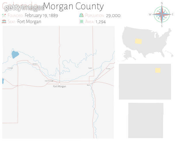 Map of Morgan County in Colorado 이미지 (1199183055) - 게티이미지뱅크
