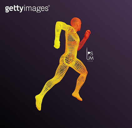 Running man or marathon runner. 3D human body model. Design for sport ...