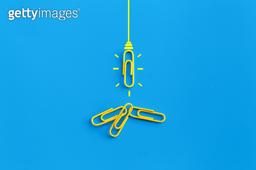 Great ideas concept with paperclip,thinking,creativity,light bulb on ...
