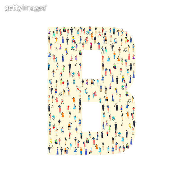 Large group of people in letter B form. People font. Clean vector font ...