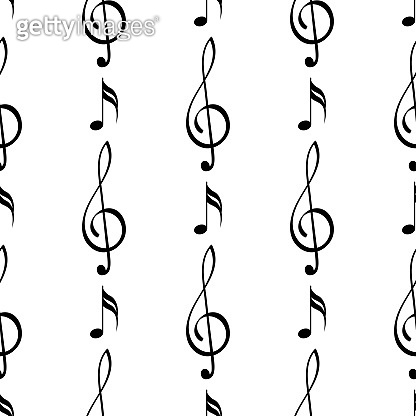Treble clef and notes. Musical symbols as seamless pattern 이미지 ...