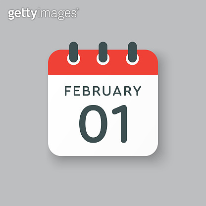Icon day date 1 February, template calendar page 이미지 (1283777660) - 게티이미지뱅크