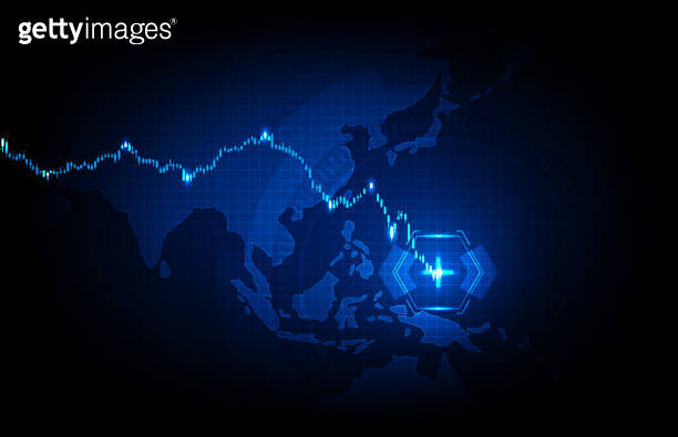 abstract background of futuristic technology blue asia pacific maps and ...