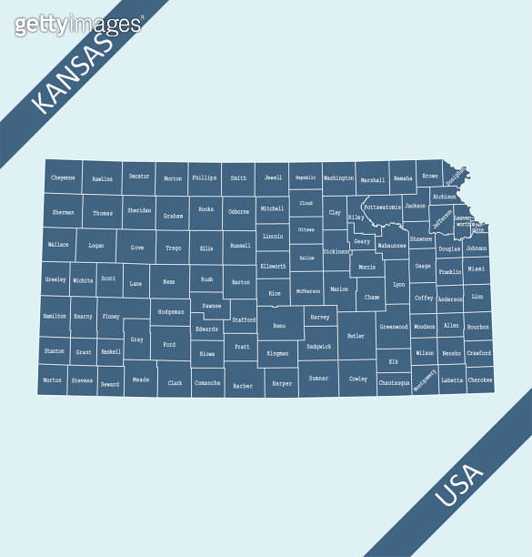 County map of Kansas 이미지 (1273508791) - 게티이미지뱅크