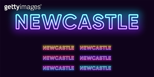 Neon Newcastle name, city in Australia. Neon text of Newcastle city 이미지 ...