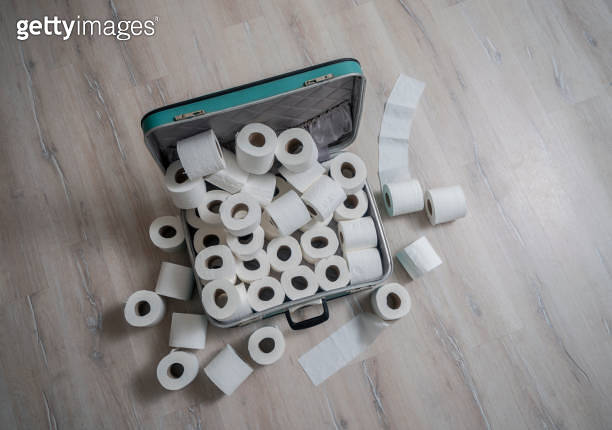 Large group of toilet paper rolls over gray wall background 이미지 ...