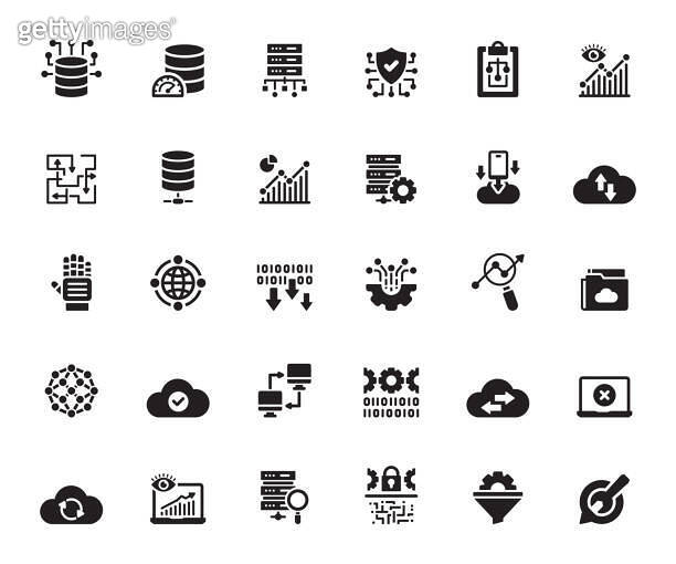 Simple Set of Big Data Related Vector Icons. Symbol Collection. 이미지 ...