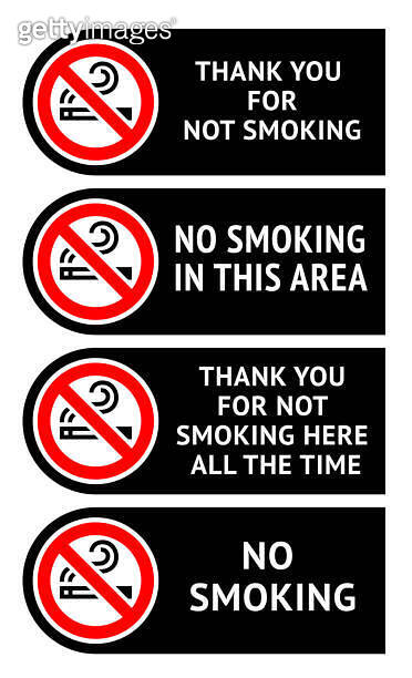 Stickers set No smoking labels, vector illustration for print ...