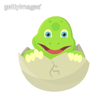 Happy young cartoon turtle just hatch from agg. Fanny kid. T-shirt ...