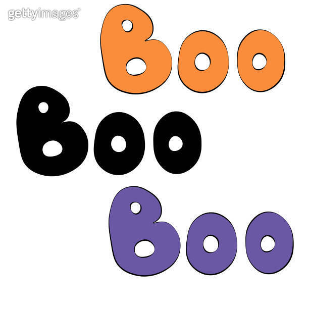 Cute vector set illustrations Halloween. Cartoon letters. Boo. Orange ...