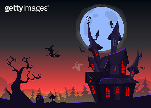 Cartoon haunted old house. Vector illustration isolated 이미지 (1272996086 ...
