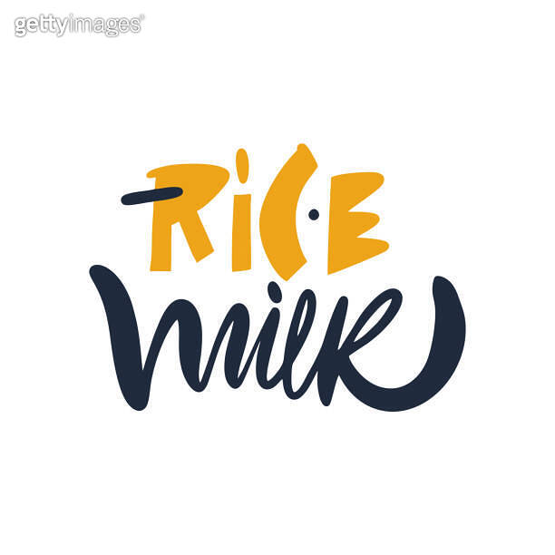 Rice Milk lettering. Hand written calligraphy. Colorful vector ...