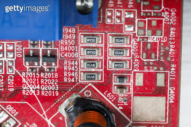 Old computer parts, processor, hdd, graphic card, transistors, circuit ...