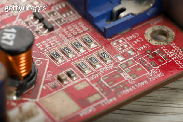 Old computer parts, processor, hdd, graphic card, transistors, circuit ...