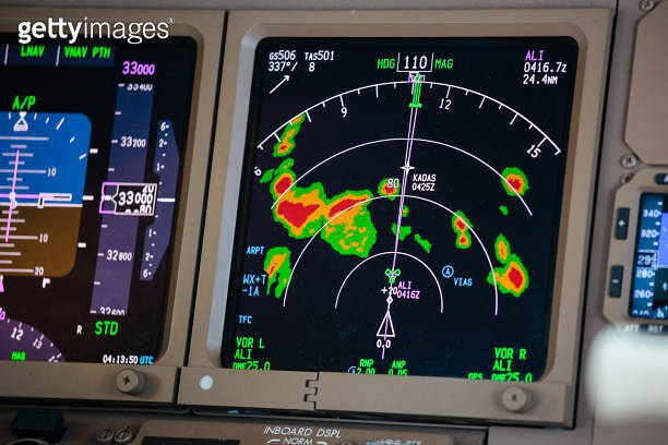 Weather radar in the cockpit showing thunderstorms 이미지 (1200477079 ...