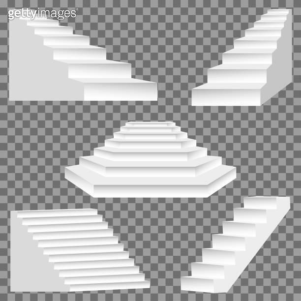 Architectural white stairs. Stairs image isolated on transparent ...