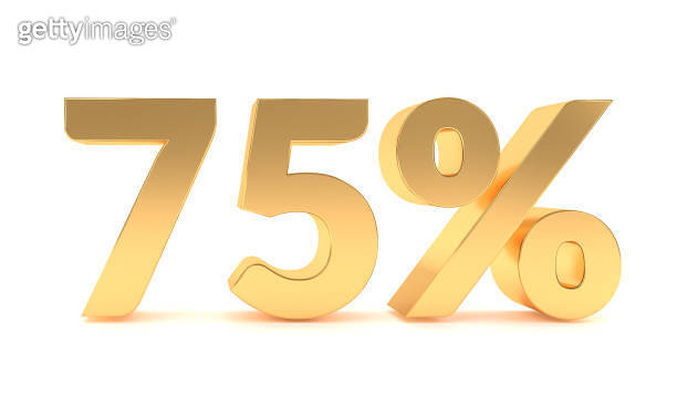 75 percent discount sale promotion. 75% discount isolated on white ...
