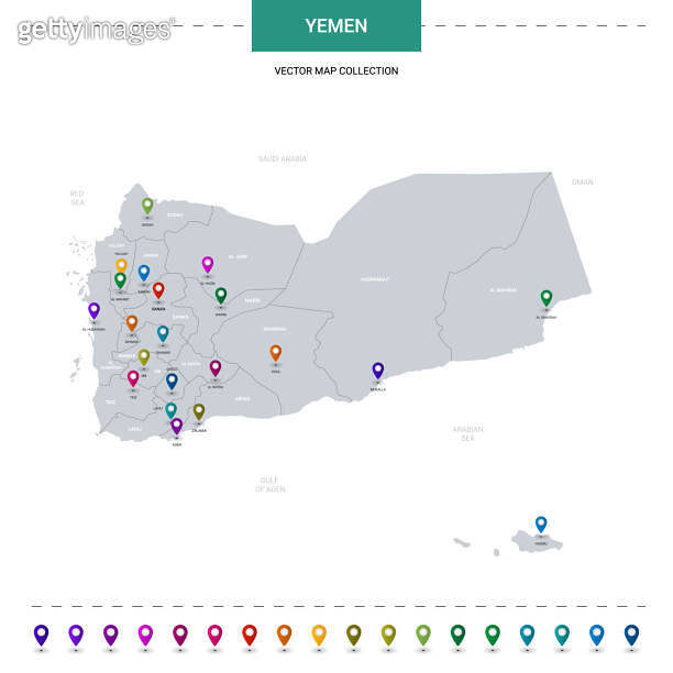 Yemen map with location pointer marks. Infographic vector template ...