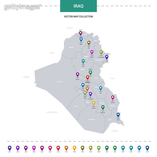 Iraq map with location pointer marks. Infographic vector template ...
